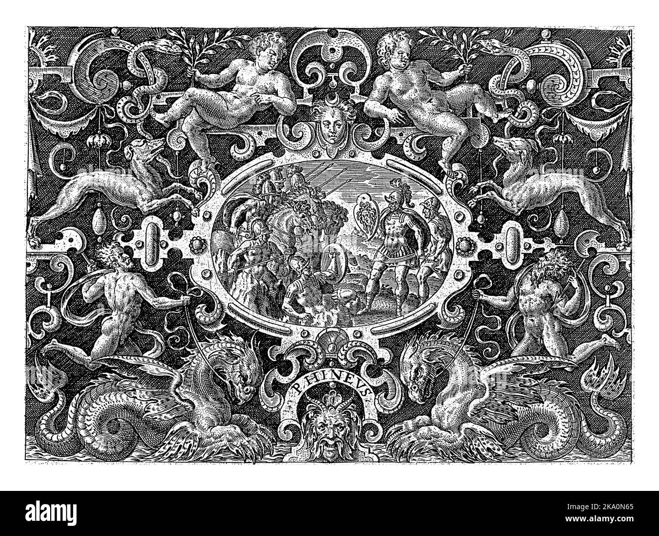 Perseus shows his Medusa shield to Phineus, Abraham de Bruyn, 1584 ...