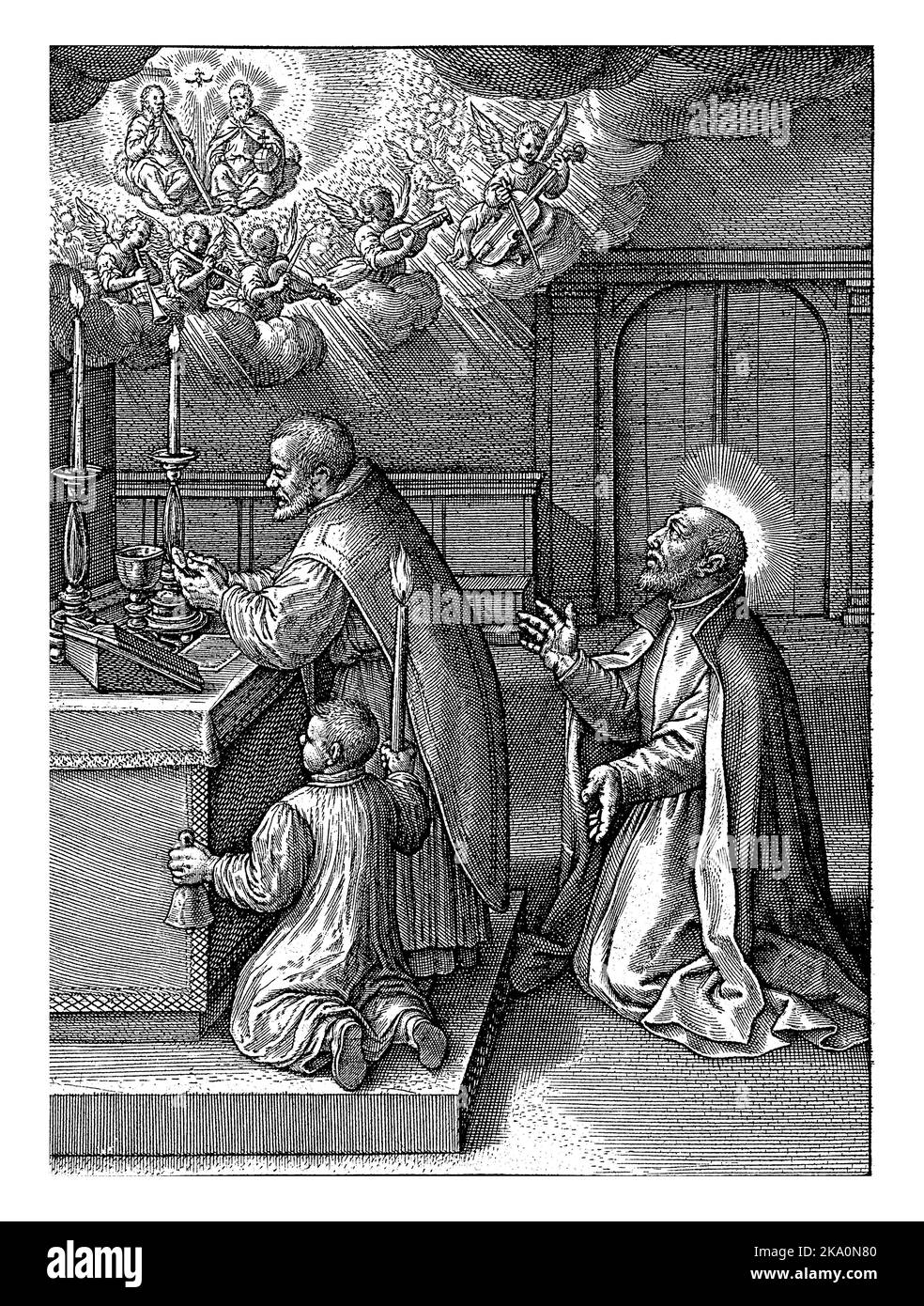 Ignatius of Loyola has a vision of the Trinity, Hieronymus Wierix, 1611 - 1615 Ignatius of ...