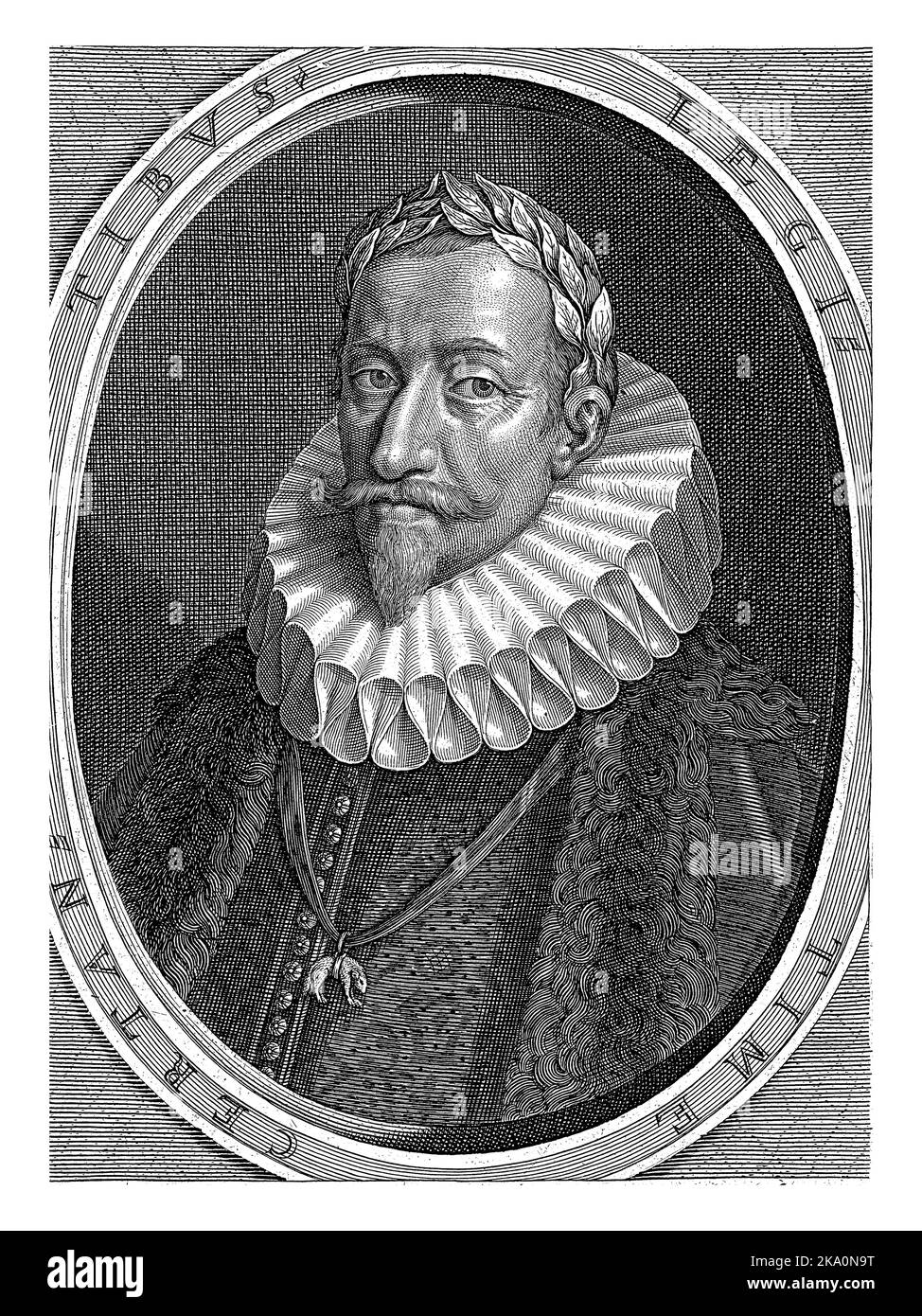 Portrait of Ferdinand II, German Emperor. Around his neck a ribbon with ...