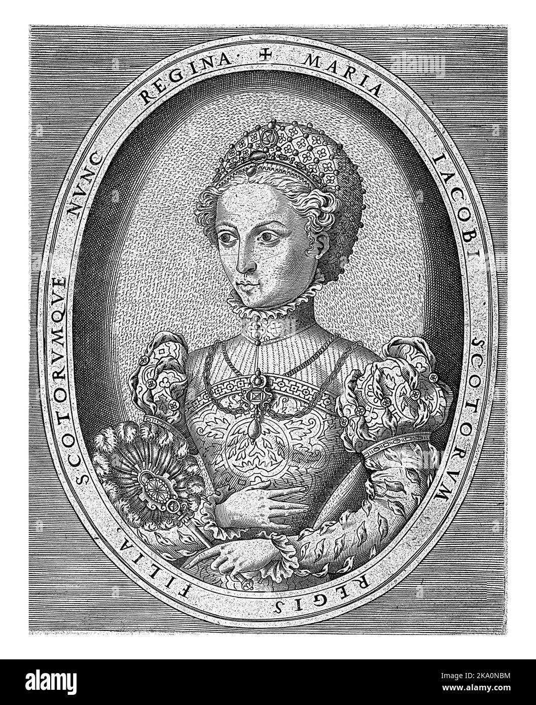 Half-length portrait to the left of Mary I Stuart, Queen of Scots in an ...