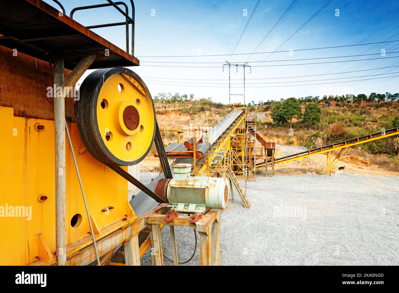 Open pit mining and processing plant for crushed stone, sand and gravel ...
