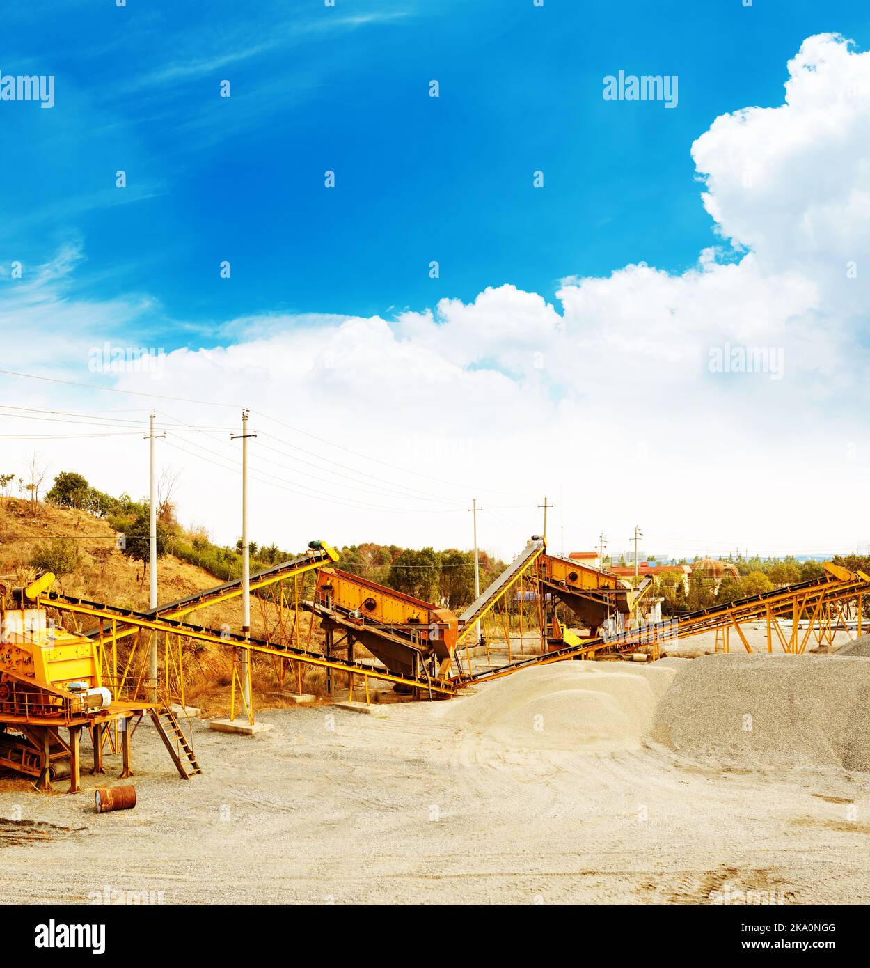 Open pit mining and processing plant for crushed stone, sand and gravel ...