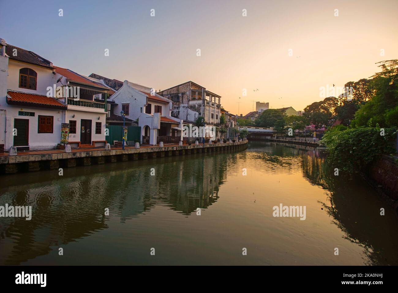 Mirror reflection od historical building in Malacca Riverside during ...