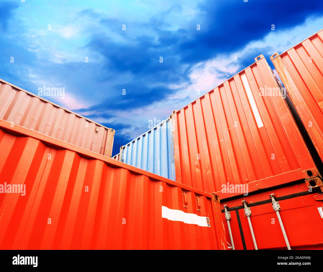 Stack of Cargo Containers at the docks Stock Photo - Alamy