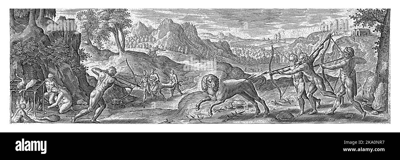 In America some Indians hunt a tapir with bow and arrow. Once the beast ...