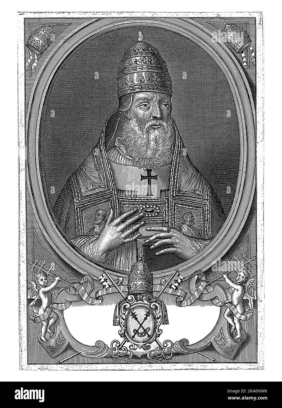 Portrait of Pope John VIII, Claude I Duflos, after Antoine Pezey, 1675 ...