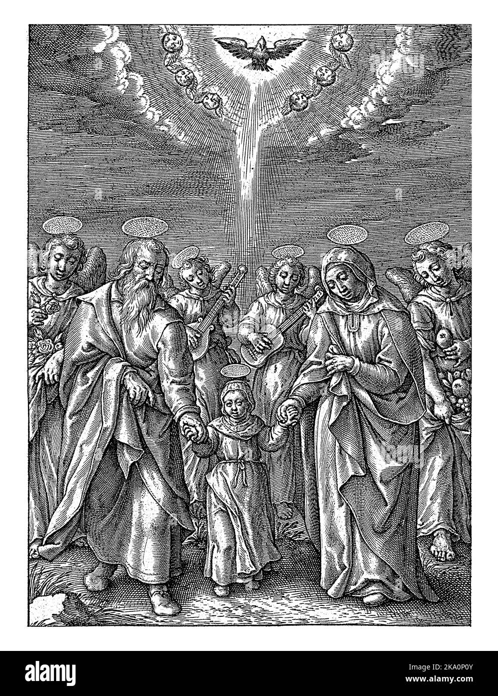 Maria with her parents Joachim and Anna, Hieronymus Wierix, 1563 ...