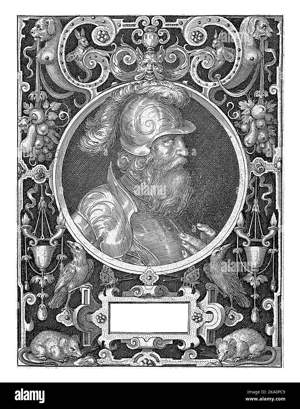 Portrait of Alexander the Great as a general in a medallion within a ...