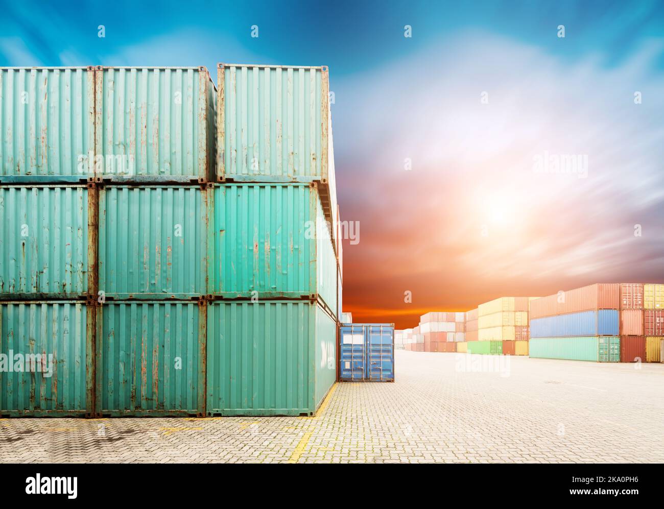 Stack of Cargo Containers at the docks Stock Photo - Alamy