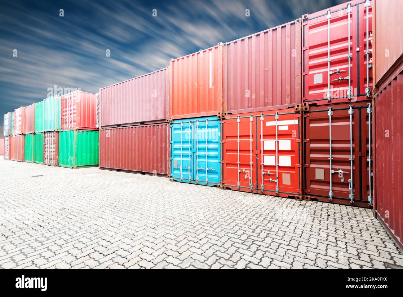 Stack of Cargo Containers at the docks Stock Photo - Alamy