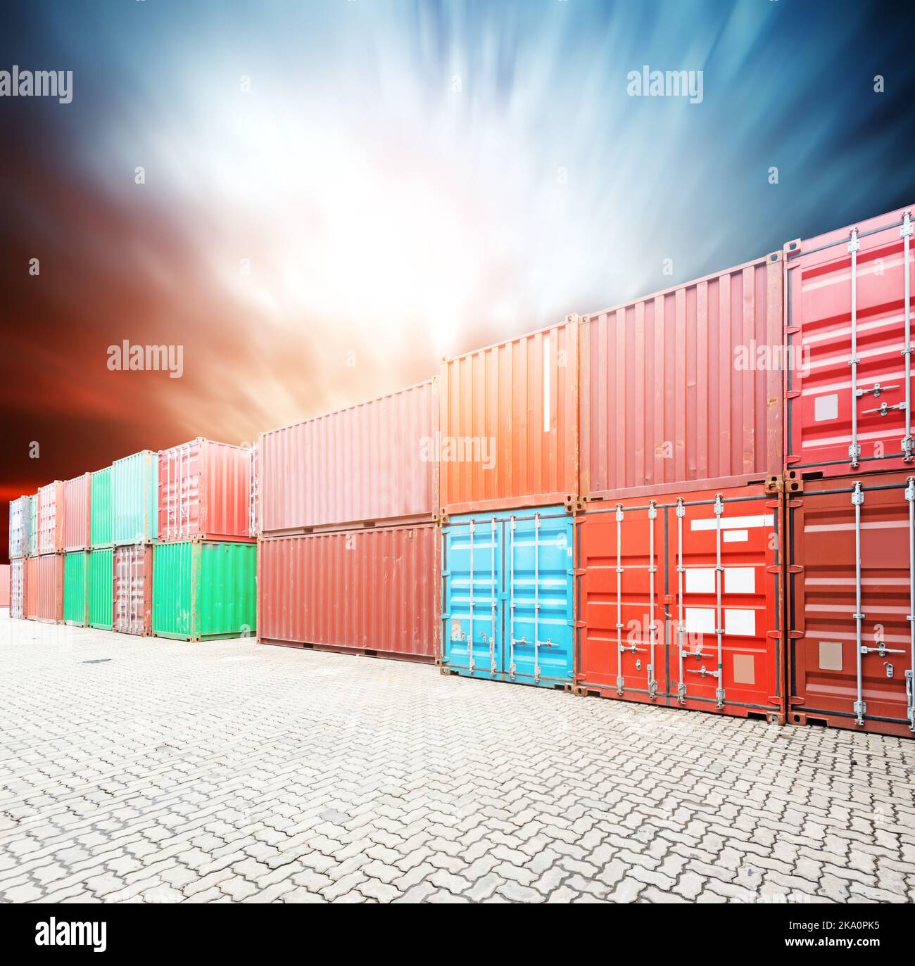 Stack of Cargo Containers at the docks Stock Photo - Alamy