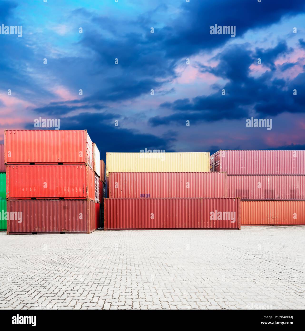 Stack of Cargo Containers at the docks Stock Photo - Alamy