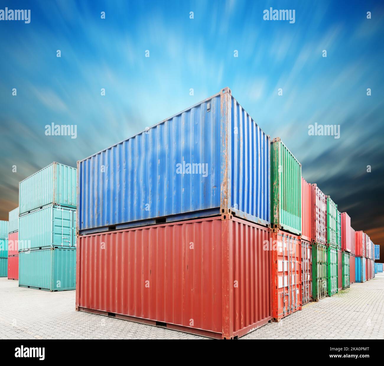 Stack of Cargo Containers at the docks Stock Photo - Alamy