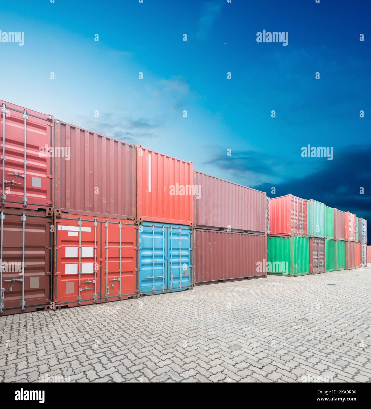 Stack of Cargo Containers at the docks Stock Photo - Alamy
