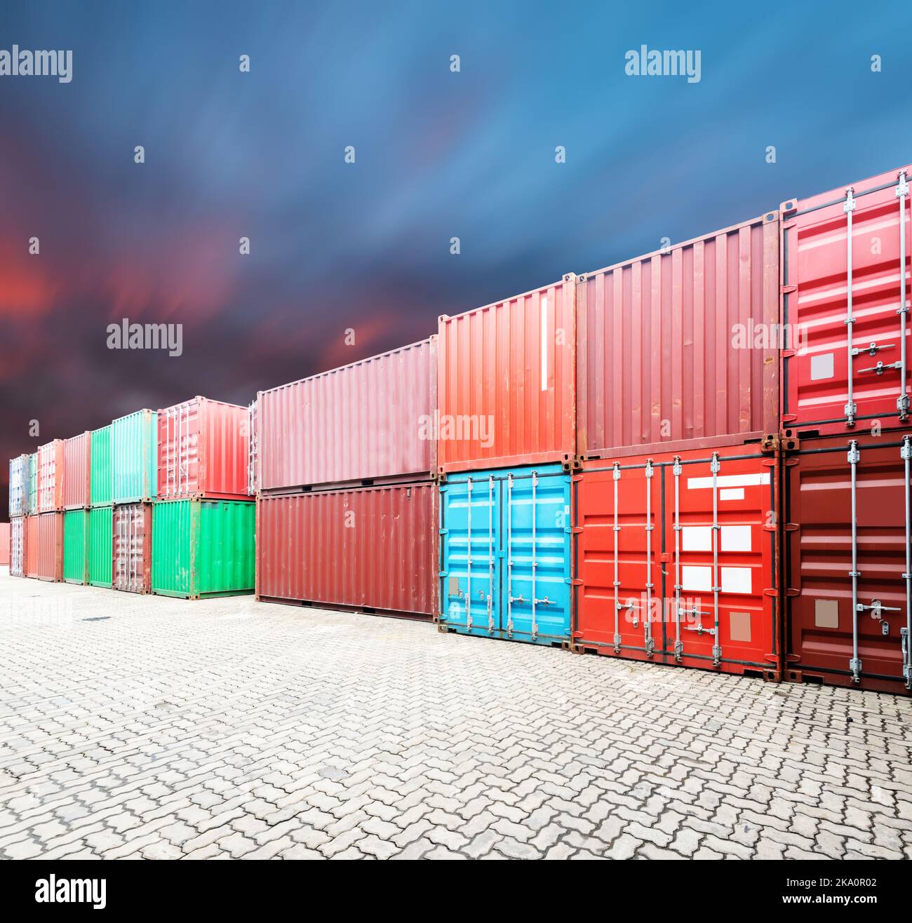 Stack of Cargo Containers at the docks Stock Photo - Alamy