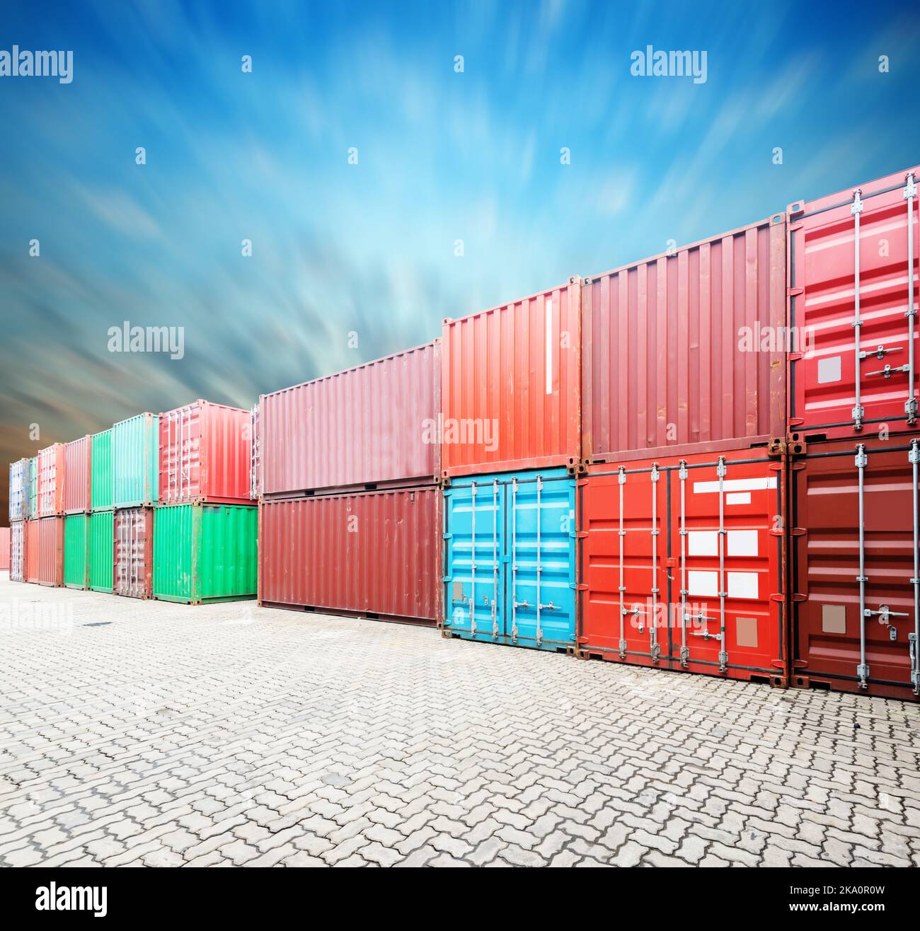 Stack of Cargo Containers at the docks Stock Photo - Alamy