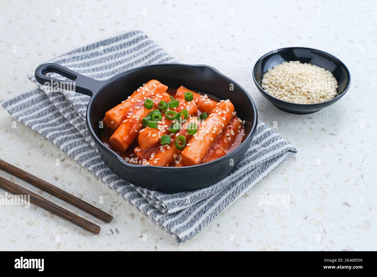 Tteokbokki or Topokki , stir fried rice cake stick, popular Korean ...