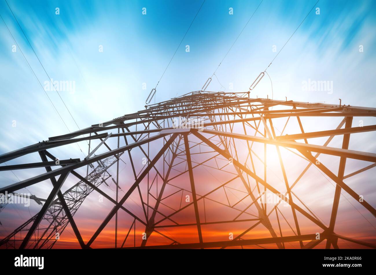 high voltage post.High-voltage tower sky background Stock Photo - Alamy