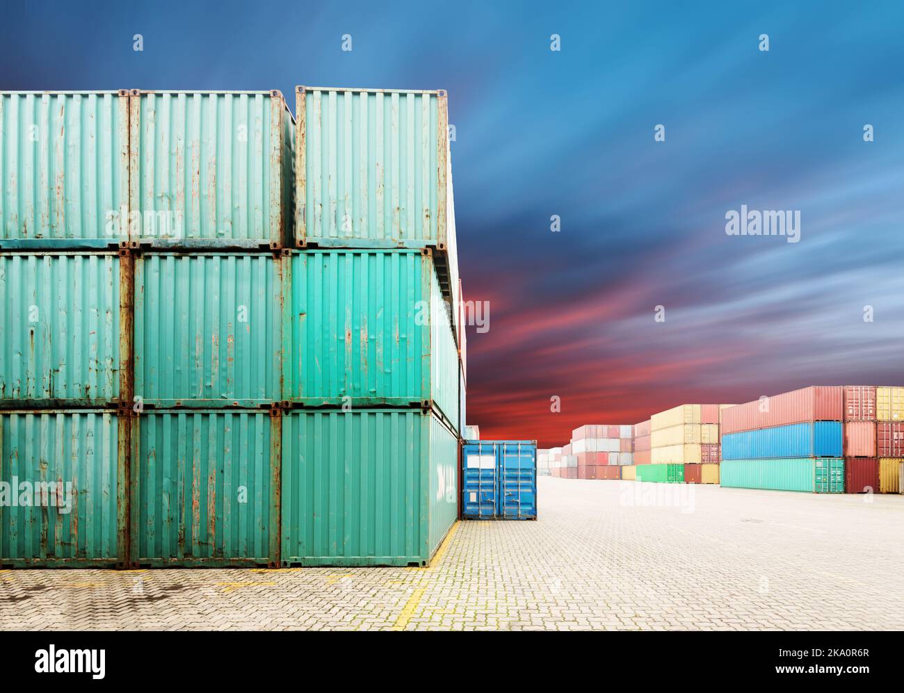 Stack of Cargo Containers at the docks Stock Photo - Alamy