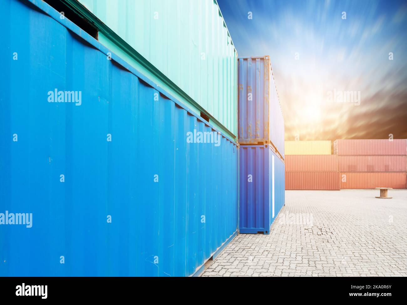 Stack of Cargo Containers at the docks Stock Photo - Alamy