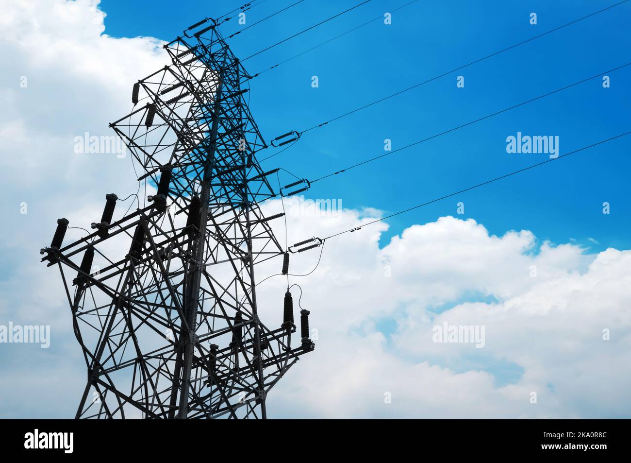 high voltage post.High-voltage tower sky background Stock Photo - Alamy