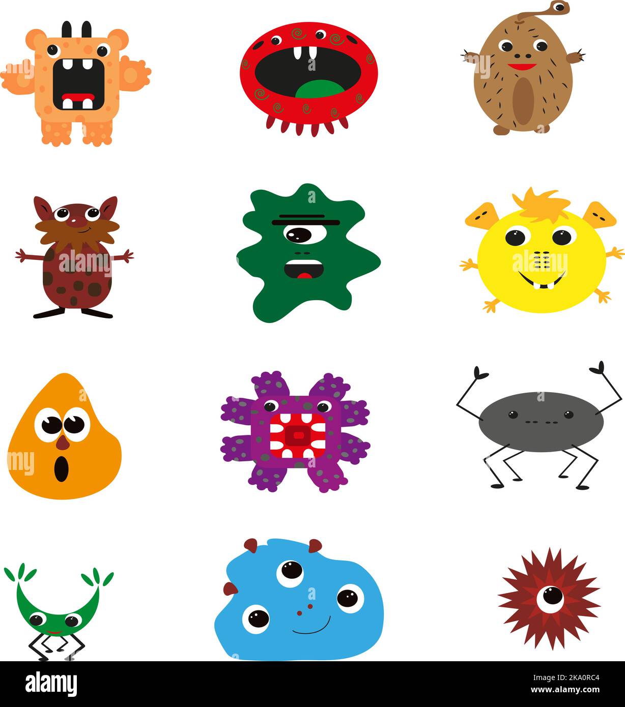 Monster icon set, illustration, vector on white background Stock Vector ...