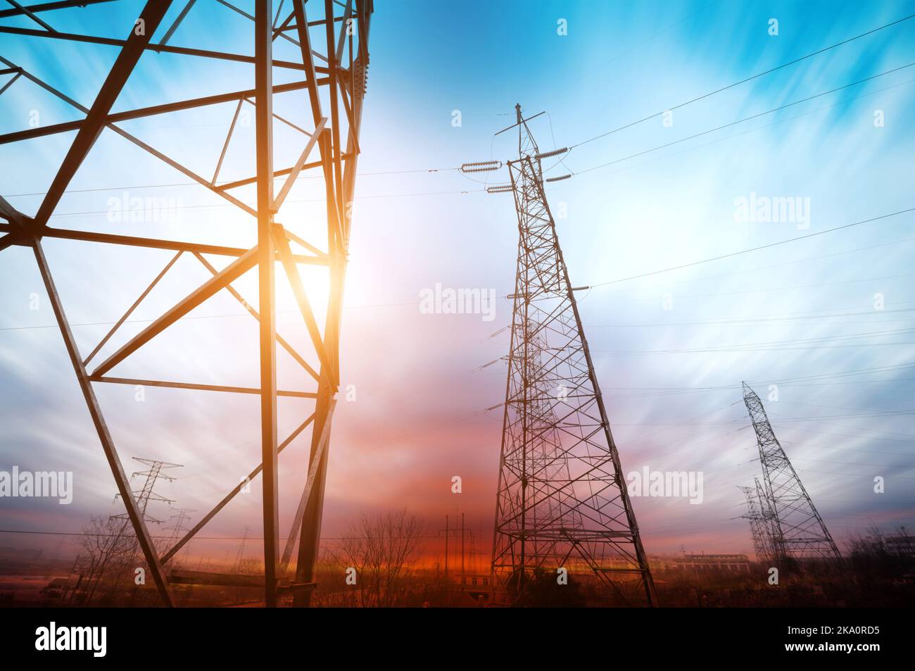 Power tower in the sky background Stock Photo - Alamy