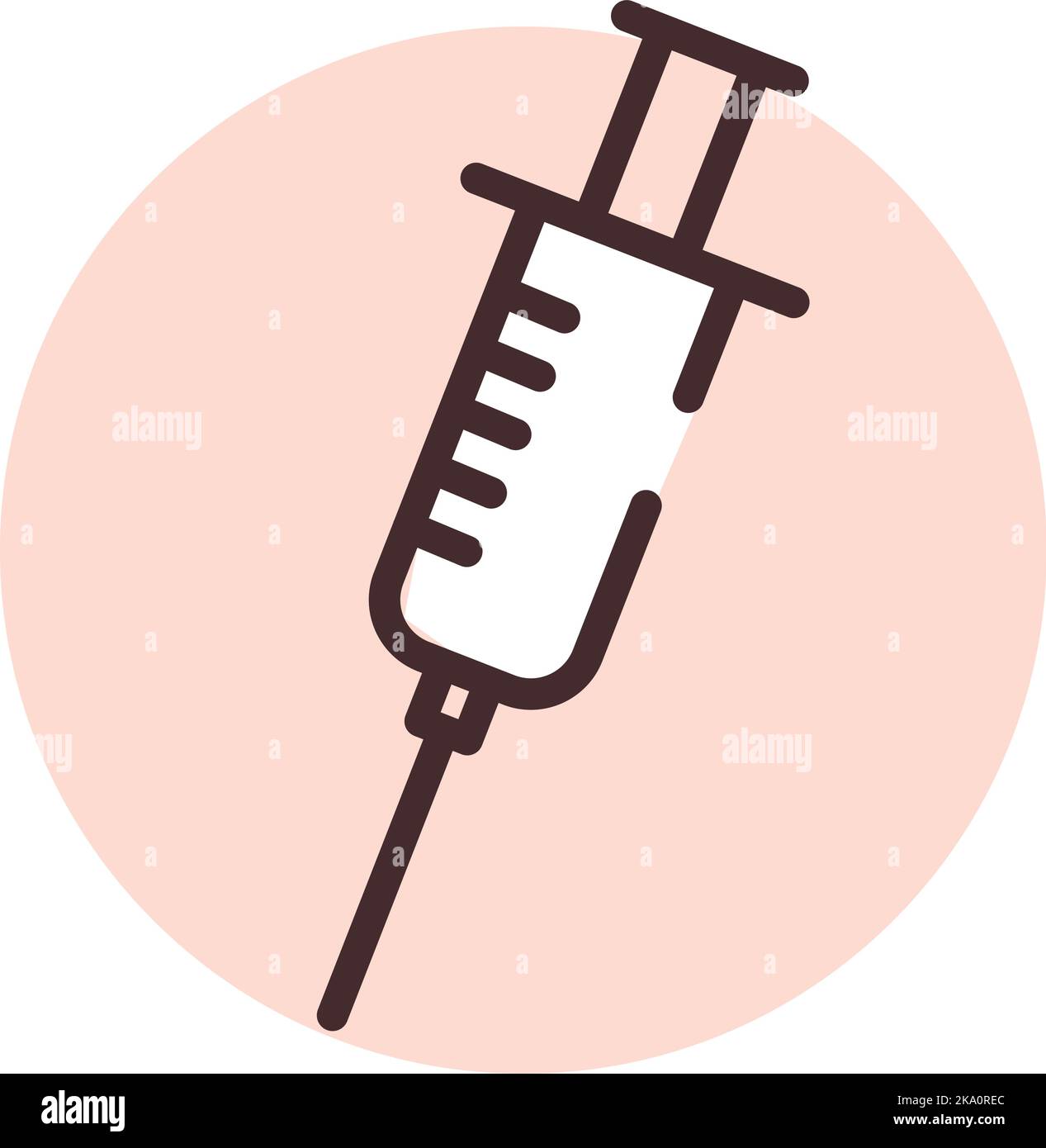 Injection allergy, illustration or icon, vector on white background ...