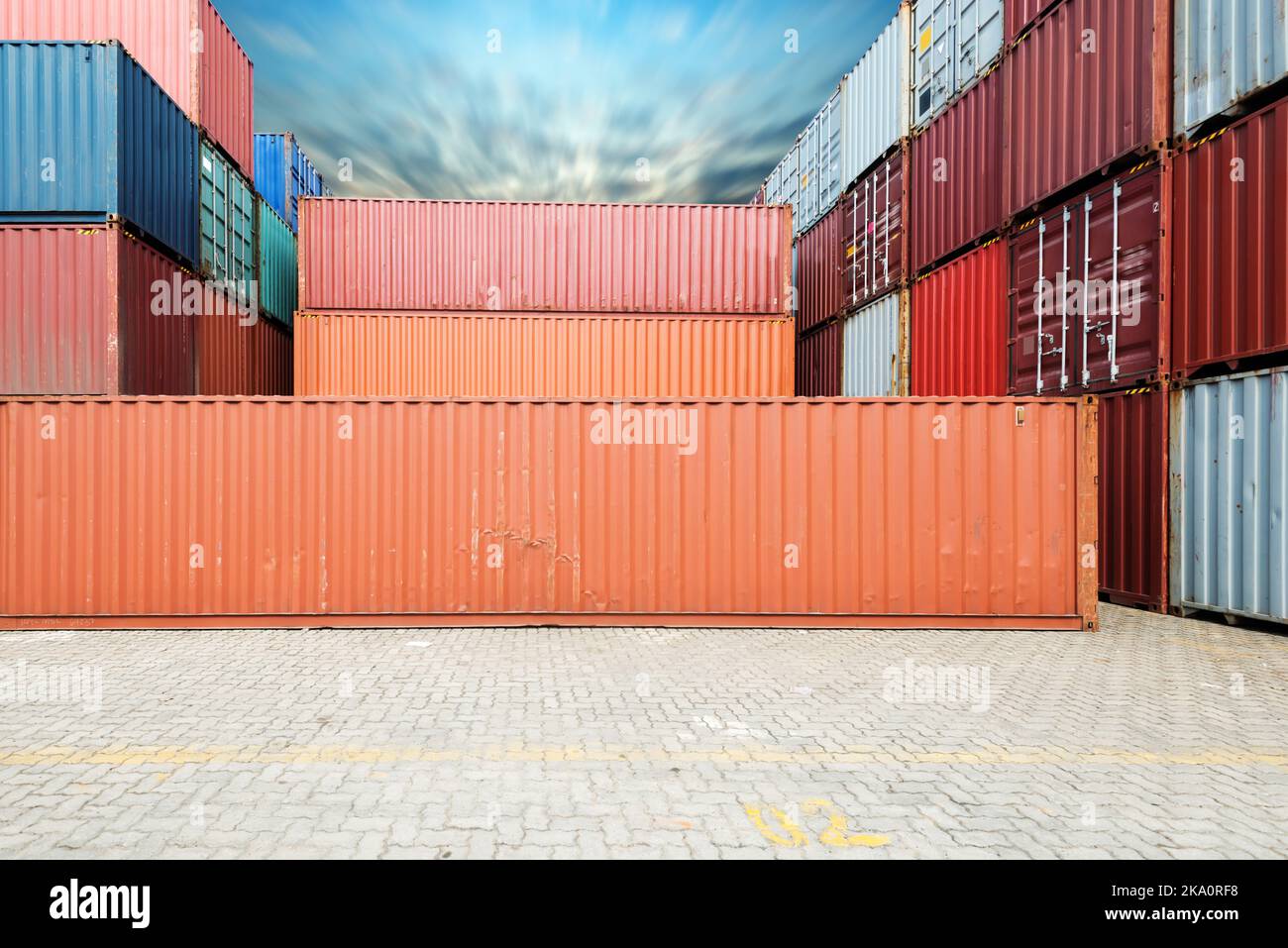 Stack of Cargo Containers at the docks Stock Photo - Alamy