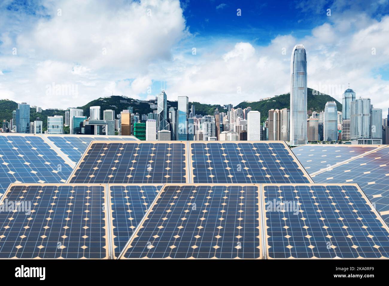 Hong Kong,Ecological energy renewable solar panel plant Stock Photo - Alamy