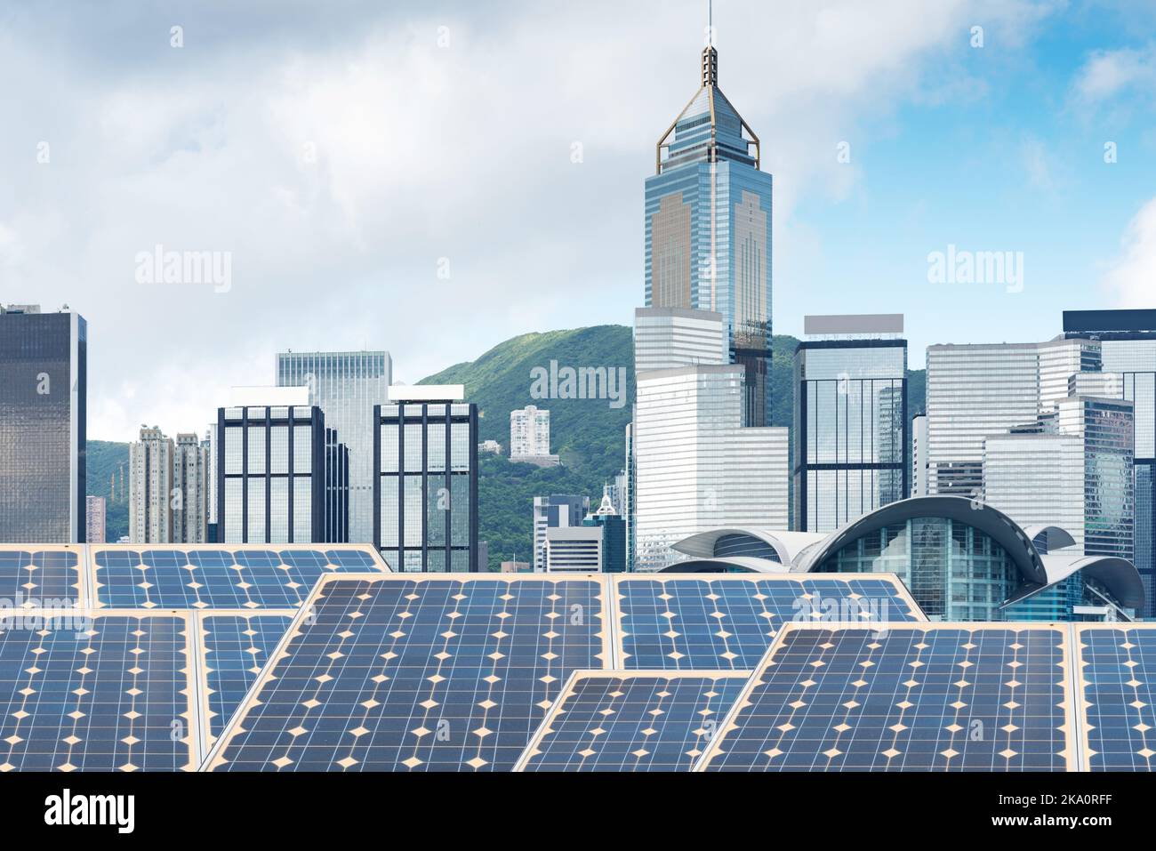 Hong Kong,Ecological energy renewable solar panel plant Stock Photo - Alamy
