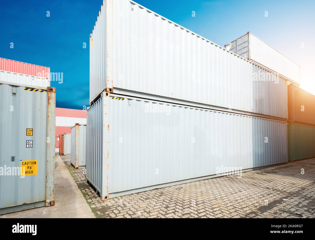 Stack of Cargo Containers at the docks Stock Photo - Alamy