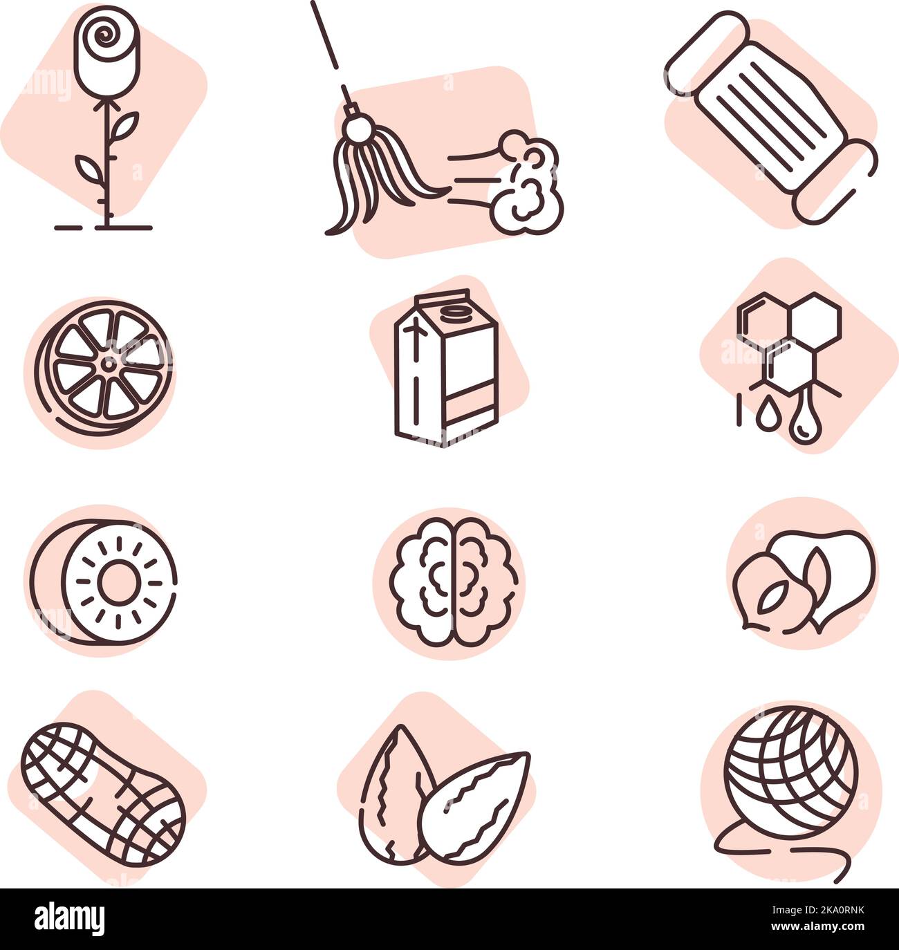 Food allergies, illustration or icon, vector on white background Stock ...