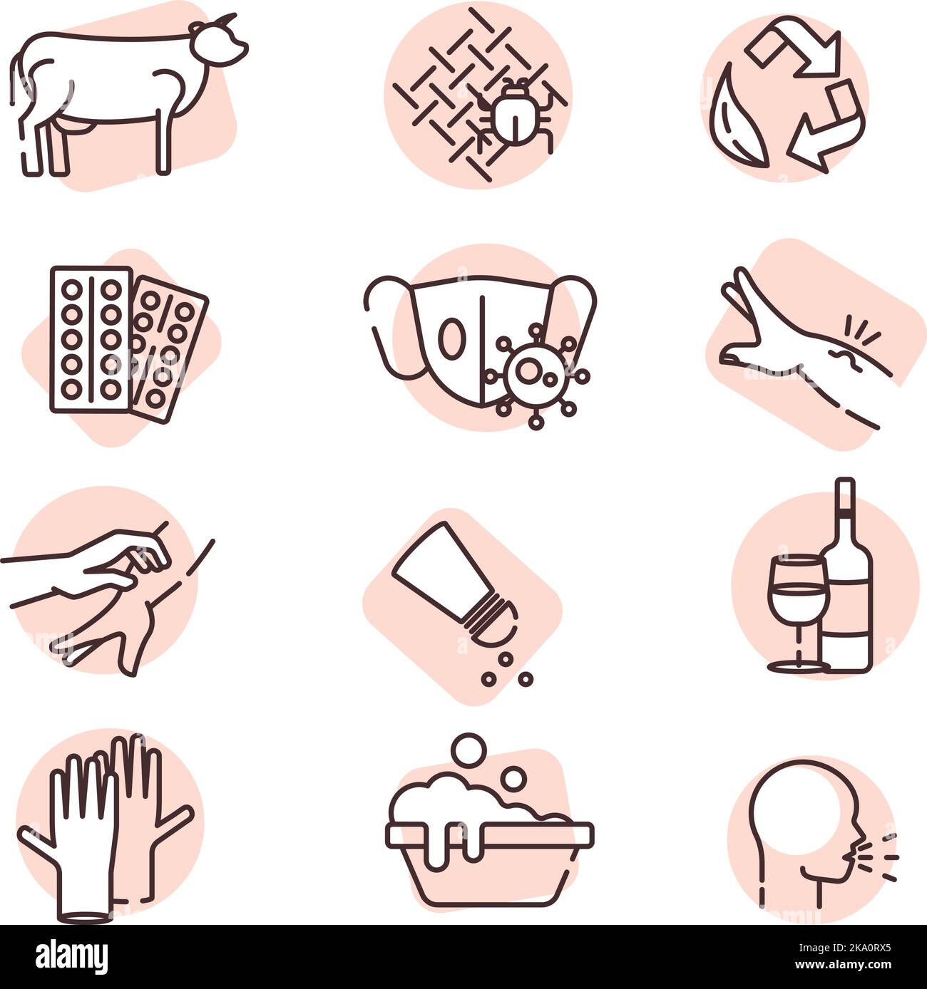 Allergy icon set, illustration or icon, vector on white background ...