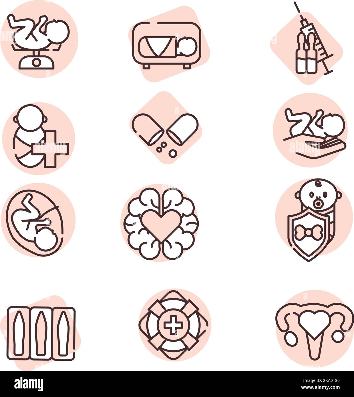 Baby care icon set, illustration or icon, vector on white background ...