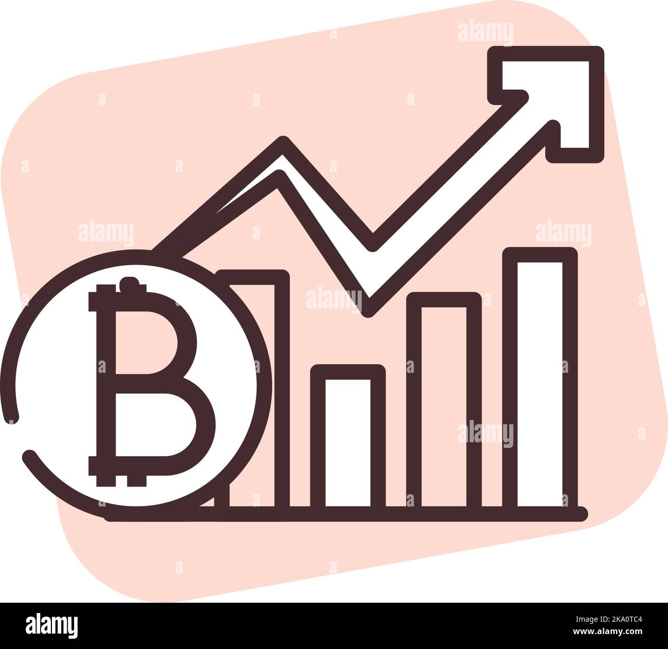 Blockchain increase, illustration or icon, vector on white background ...