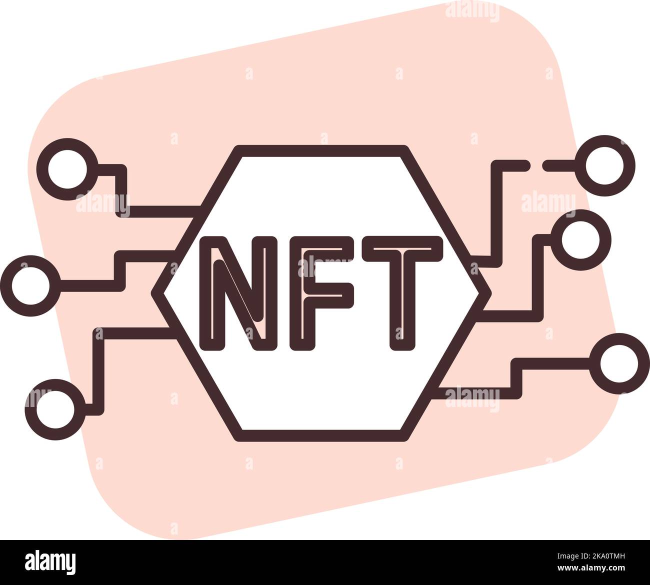 Blockchain NFT, illustration or icon, vector on white background Stock ...
