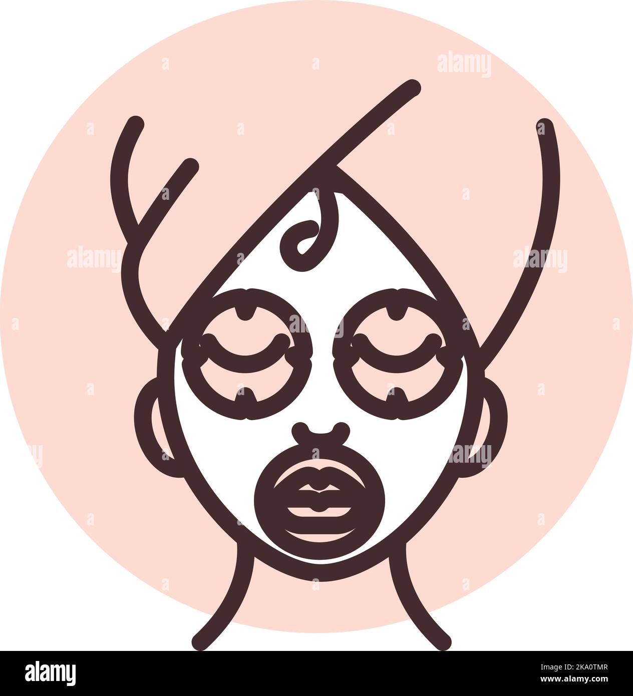 Beauty face mask, illustration or icon, vector on white background ...