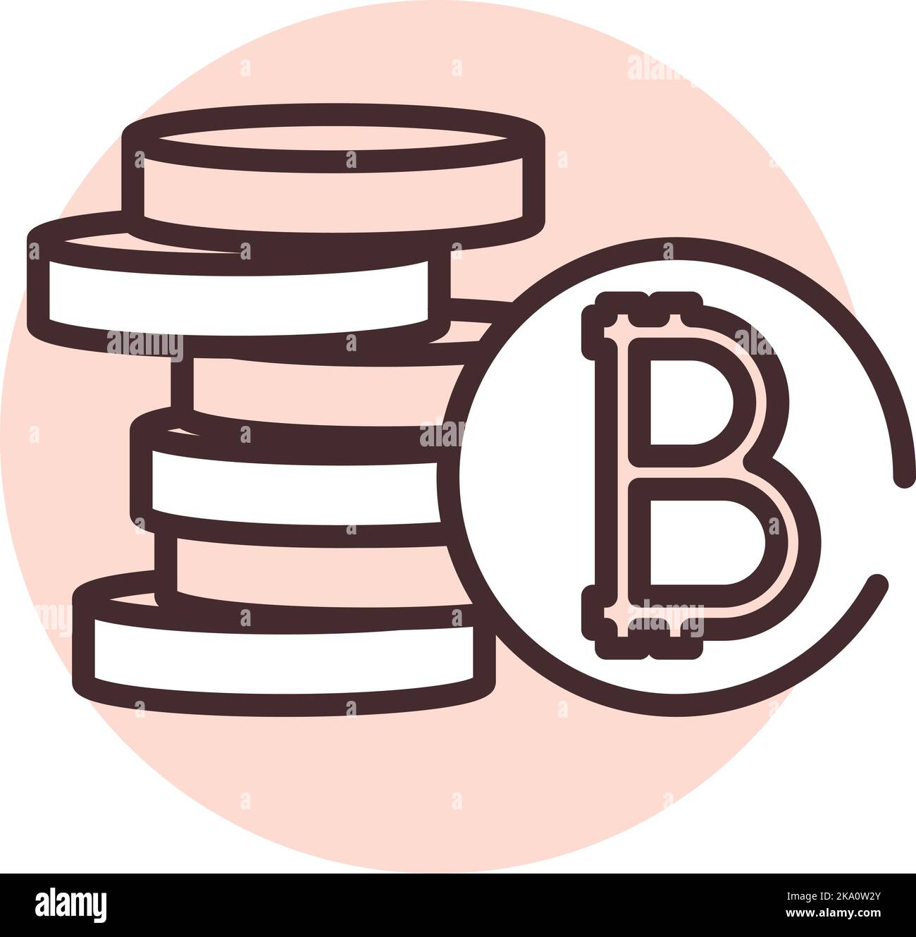Blockchain coin, illustration or icon, vector on white background Stock ...