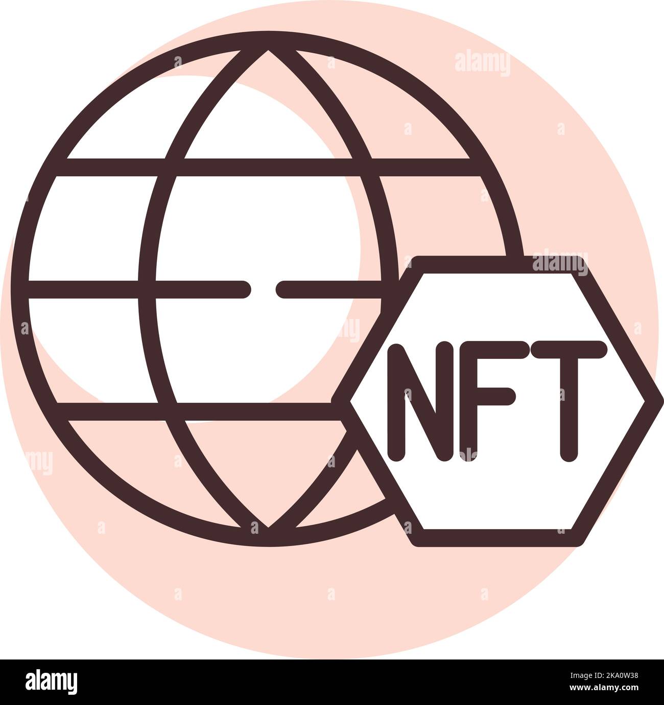 Blockchain global NFT, illustration or icon, vector on white background ...