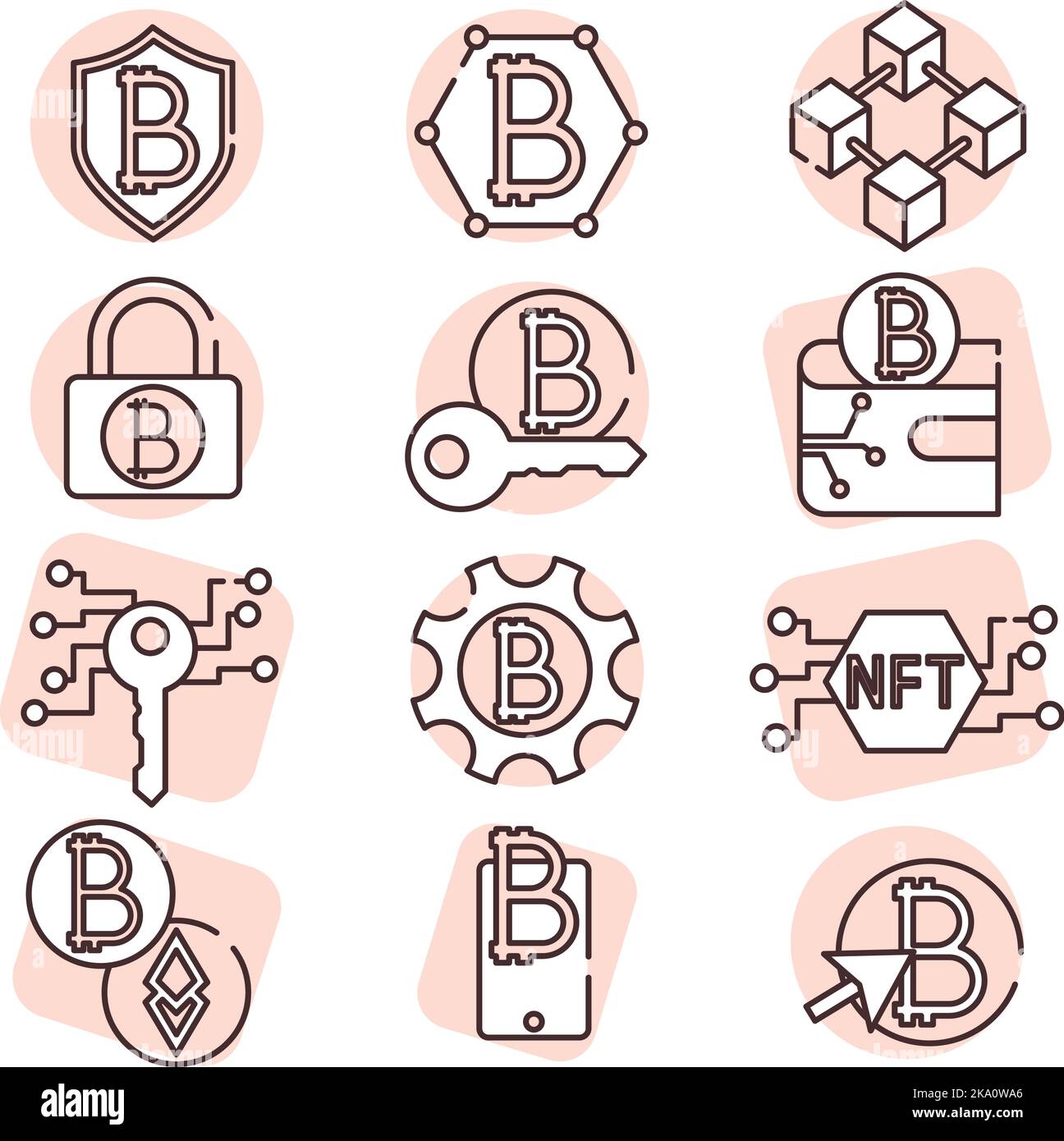 Blockchain icon pack, illustration or icon, vector on white background ...
