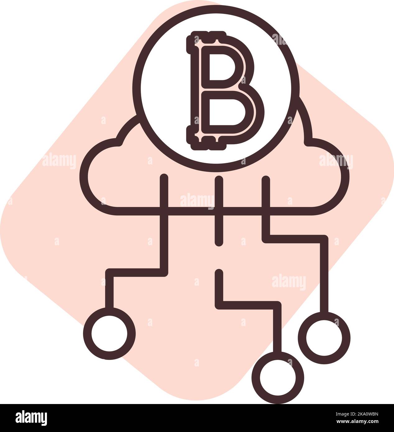 Blockchain cloud, illustration or icon, vector on white background ...
