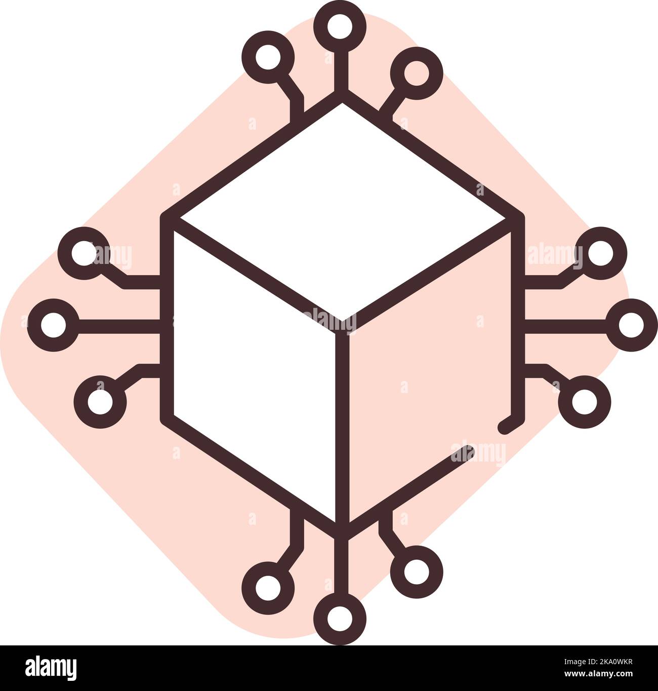 Blockchain blocks, illustration or icon, vector on white background ...