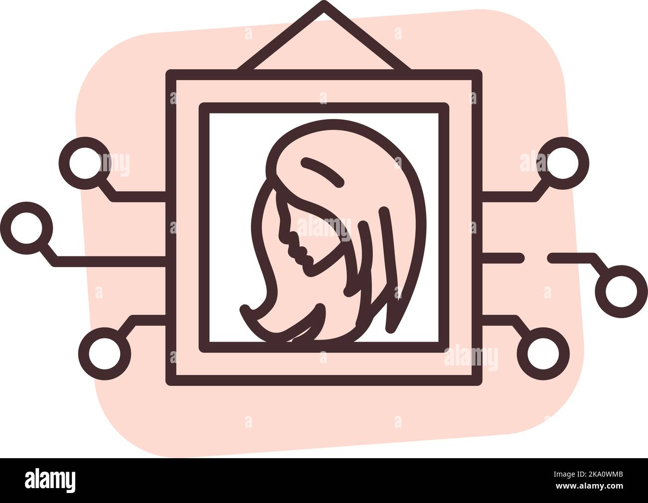 Blockchain digital art, illustration or icon, vector on white ...