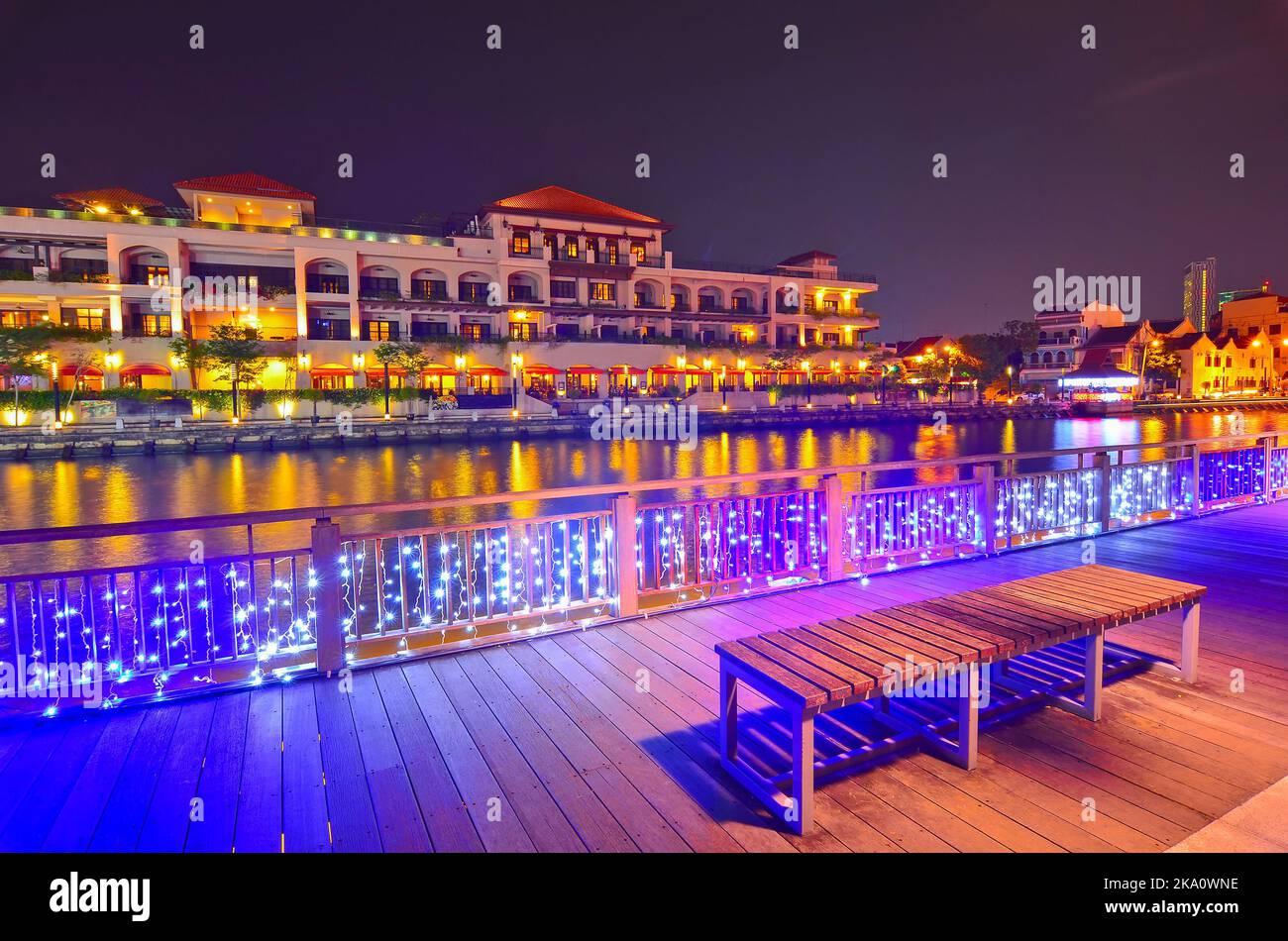 Night scenery view of Malacca river side Stock Photo - Alamy