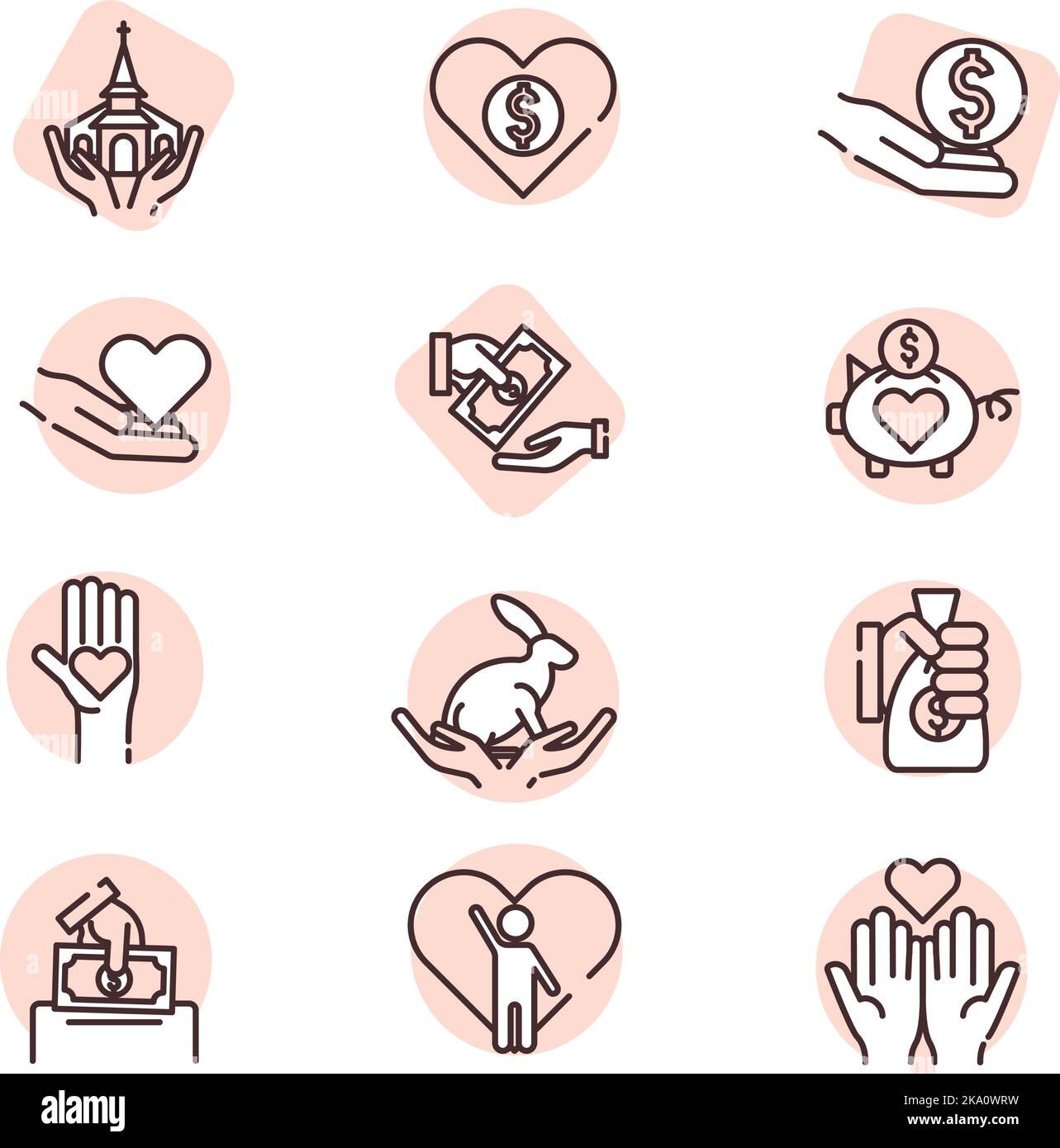 Charity investment, illustration or icon, vector on white background ...