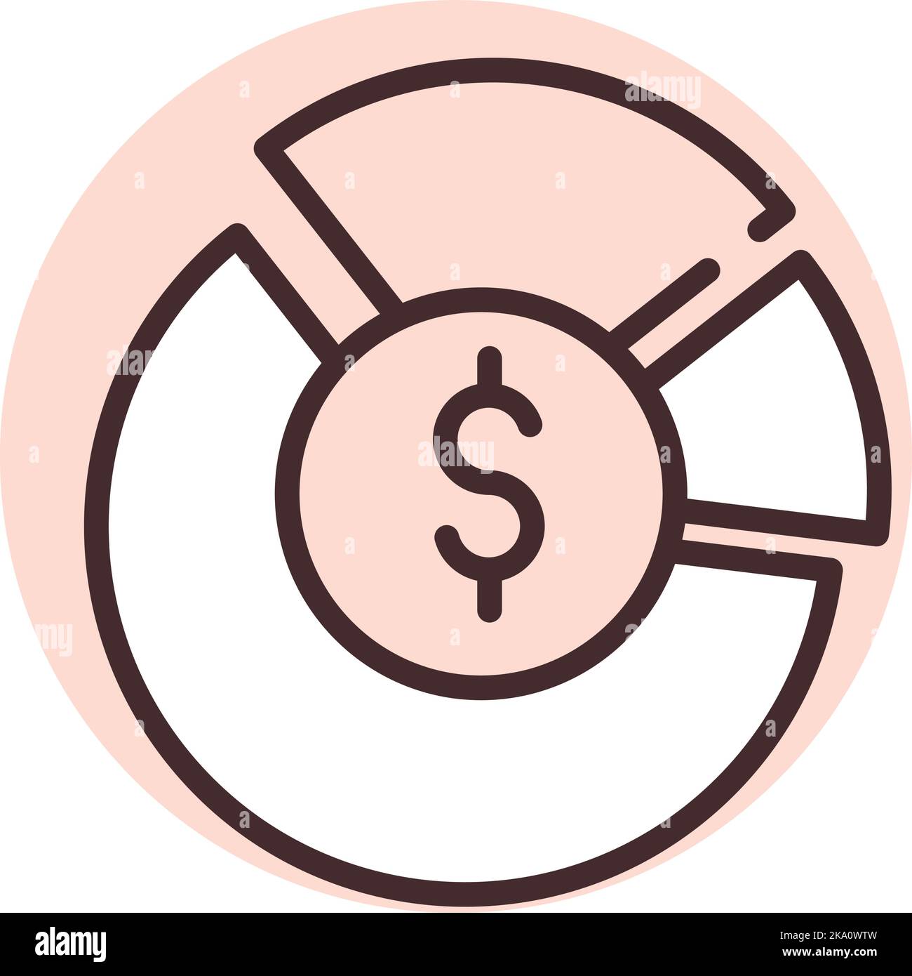 Round money chart, illustration or icon, vector on white background ...