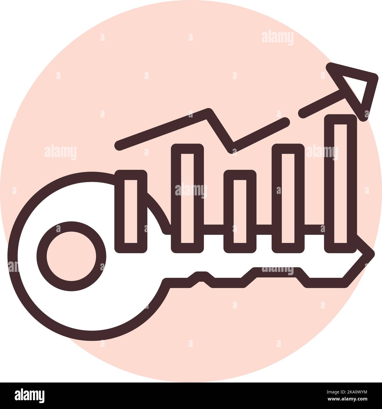 Chart increase key, illustration or icon, vector on white background ...