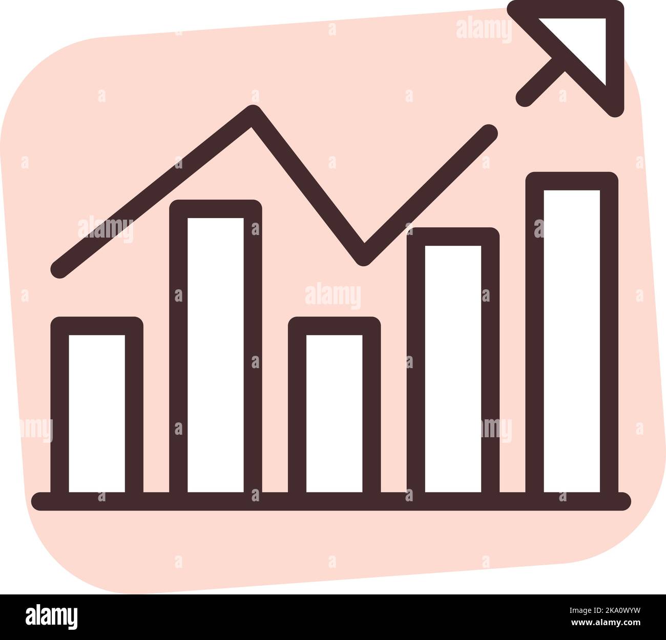 Chart increase, illustration or icon, vector on white background Stock ...