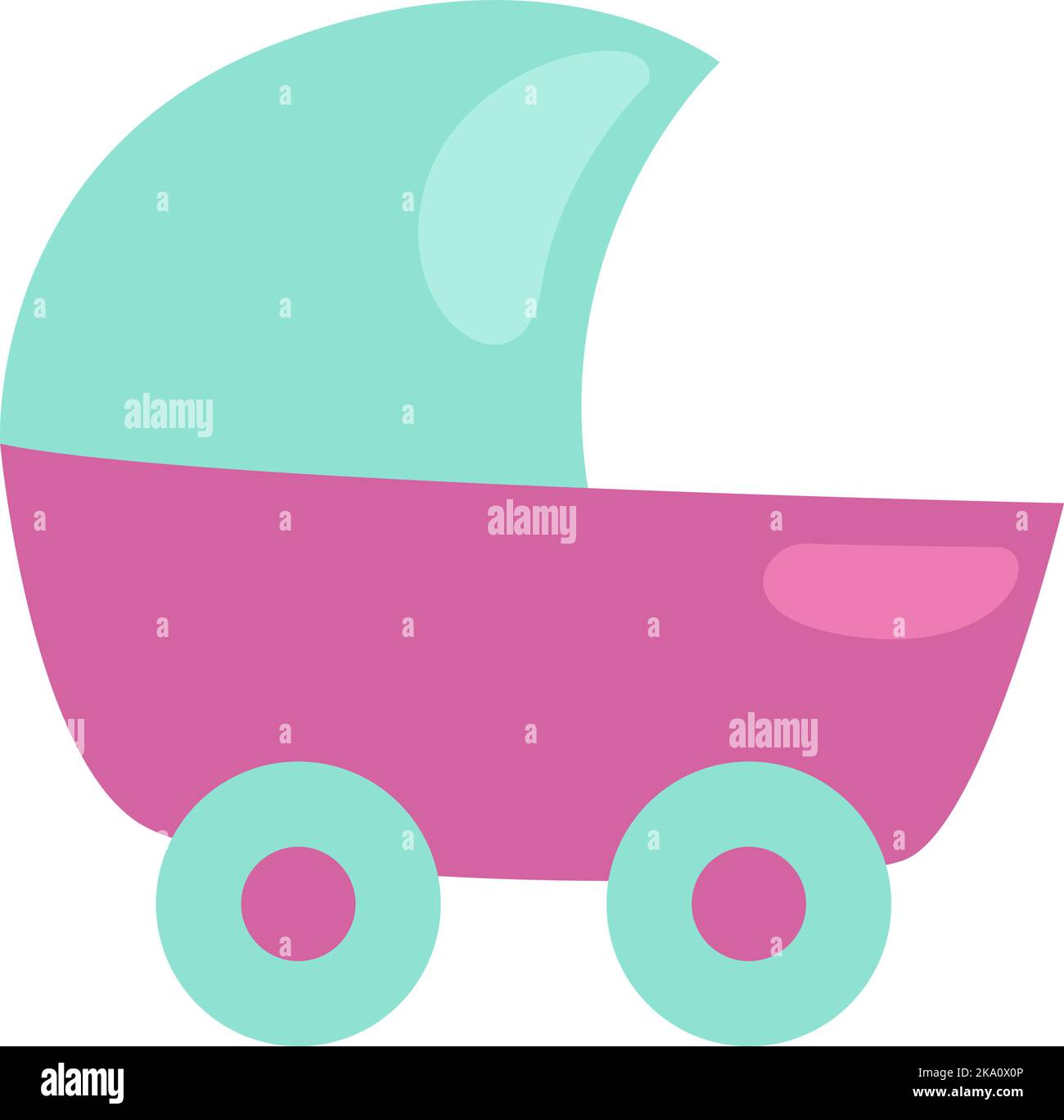 Childhood baby stroller, illustration or icon, vector on white ...